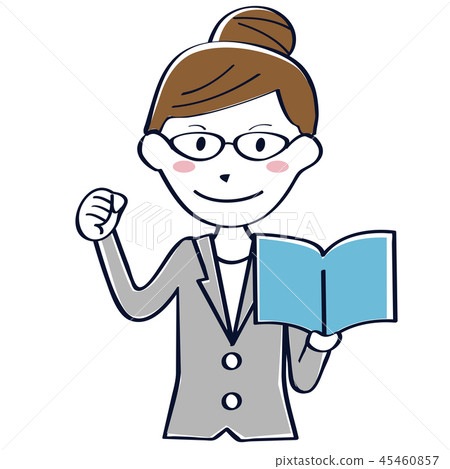 Line drawing cute lecturer woman guts pose - Stock Illustration ...