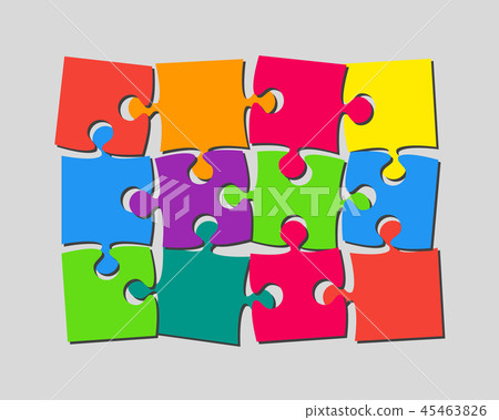 The 12 Pieces Puzzle Banner Jigsaw of Signboard. - Stock Illustration ...