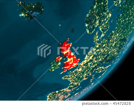 United Kingdom from space at night - Stock Illustration [45472828] - PIXTA