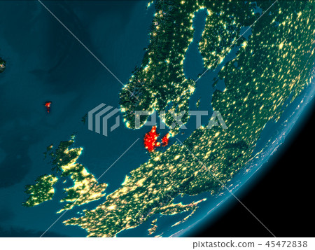 Denmark from space at night - Stock Illustration [45472838] - PIXTA