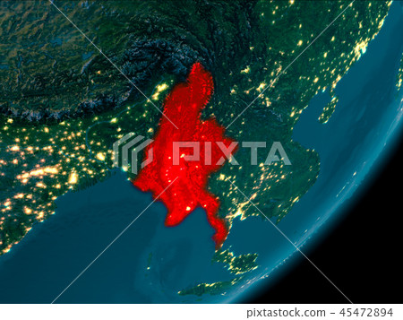 Myanmar from space at night - Stock Illustration [45472894] - PIXTA