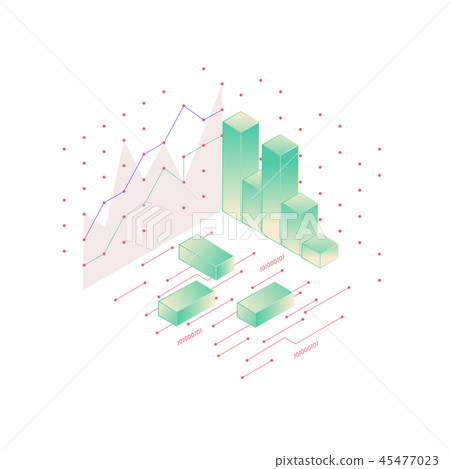 Isometric network connected, gradient, element - Stock Illustration ...