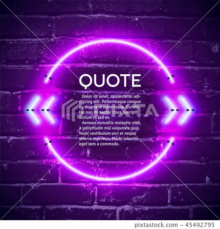Retro neon glowing quote marks frame on the wall - Stock Illustration ...
