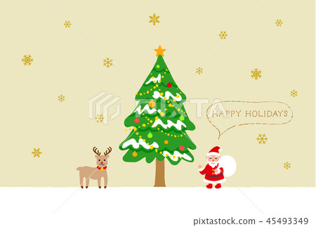 Christmas card tree and santa - Stock Illustration [45493349] - PIXTA