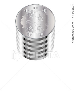 Japanese yen hundred yen coin bundle table - Stock Illustration ...