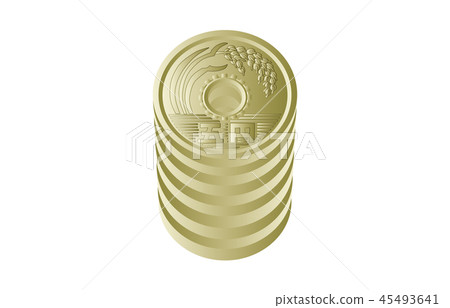 Japanese Yen Five Yen Coin Bundle Table - Stock Illustration [45493641 ...