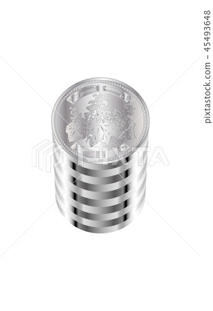 Japanese yen five hundred yen coin bundle table - Stock Illustration ...