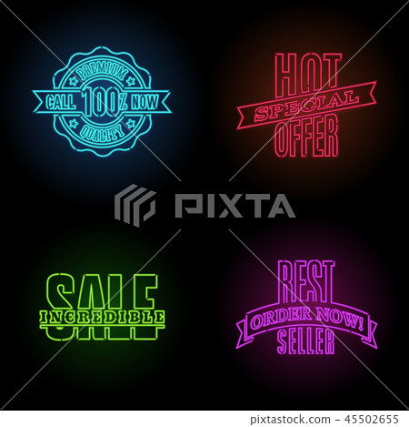 Vector neon discount sale signs set - Stock Illustration [45502655] - PIXTA