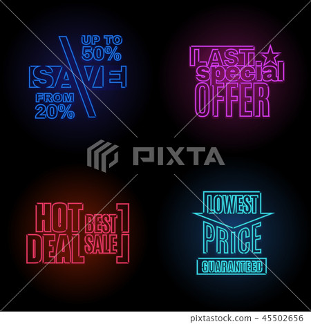 Vector neon discount sale signs set - Stock Illustration [45502656] - PIXTA