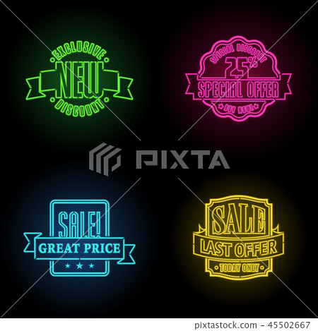 Vector neon discount sale signs set - Stock Illustration [45502667] - PIXTA
