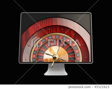 Monitor with casino roulette wheel on screen - Stock Illustration ...
