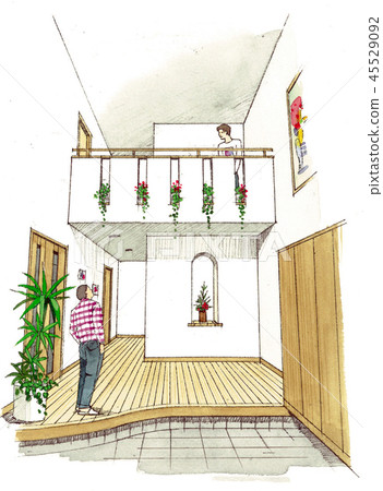 Entrance doorway house sketch entrance - Stock Illustration [45529092 ...