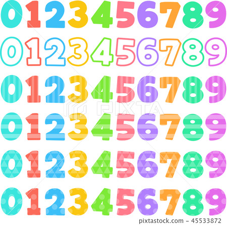 Illustration set of patterned numbers - Stock Illustration [45533872 ...