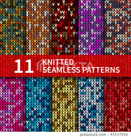 Seamless patterns with knitted sweater texture - Stock Illustration ...