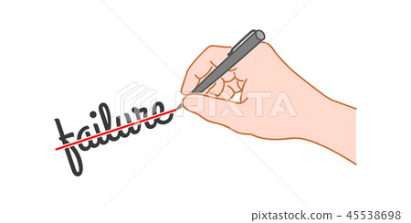 Hand with a pen crossed out the word "failure". - Stock Illustration ...