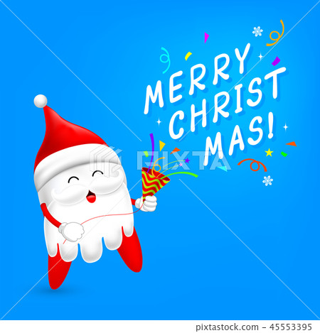 Cartoon Santa tooth character with paper shoot. - Stock Illustration ...