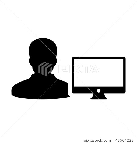 Technology icon vector male person user computer - Stock Illustration ...