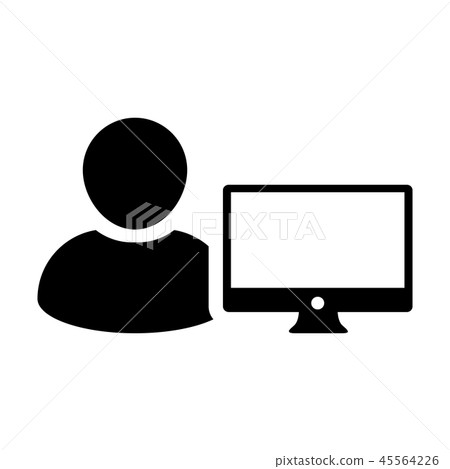 Client icon vector male person user computer sign - Stock Illustration ...
