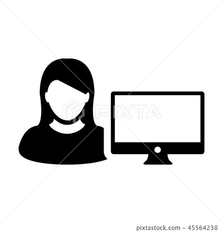 Person icon vector female user computer monitor-插圖素材 [45564238] - PIXTA圖庫