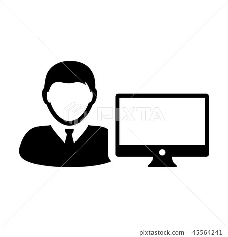 Customer icon vector male person user computer -插圖素材 [45564241] - PIXTA圖庫