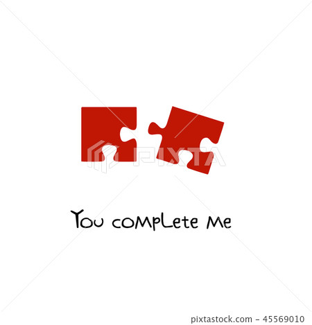 You complete me. Red Puzzle pieces. Valentine's... - Stock Illustration ...
