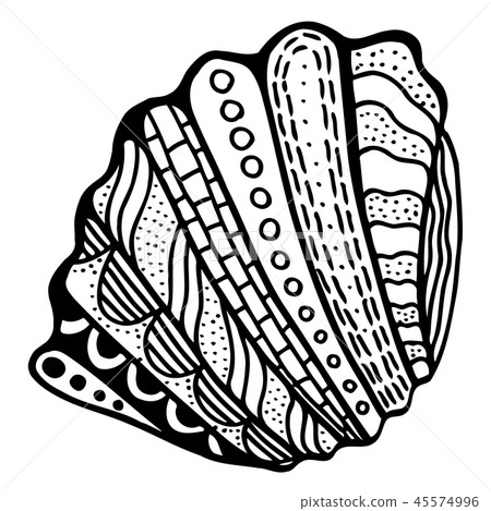 Zentangle stylized shell.-插圖素材 [45574996] - PIXTA圖庫