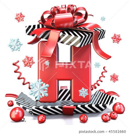 Red Letter H inside open gift box 3D - Stock Illustration [45581660 ...