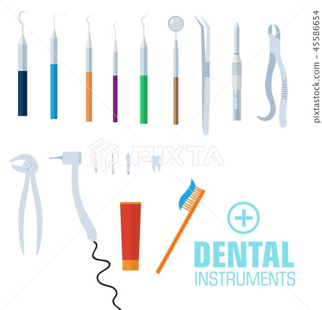 flat dental instruments set design concept... - Stock Illustration ...