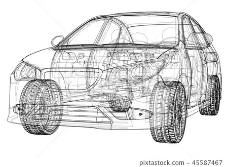 Concept car. Vector rendering of 3d - Stock Illustration [45587467] - PIXTA