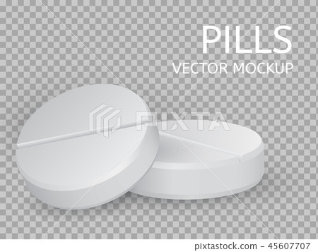 Two round pills close-up lying on top of each... - Stock Illustration ...