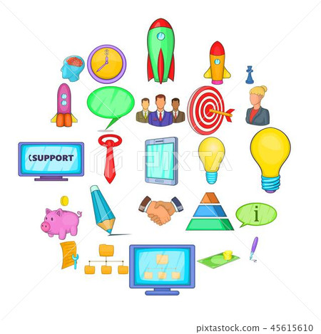 Conglomerate icons set, cartoon style - Stock Illustration [45615610 ...