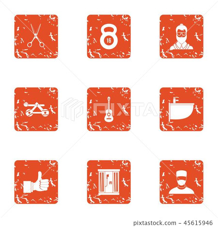 Comprehension icons set, grunge style - Stock Illustration [45615946 ...