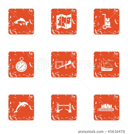 Difficult terrain icons set, grunge style - Stock Illustration ...