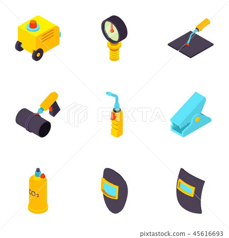 Metal processing icons set, isometric style - Stock Illustration ...