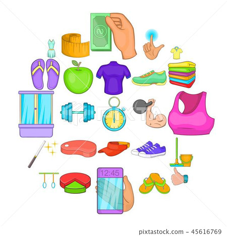 Strength icons set, cartoon style - Stock Illustration [45616769] - PIXTA