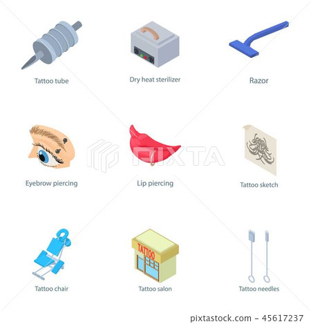 Puncture icons set, isometric style - Stock Illustration [45617237] - PIXTA
