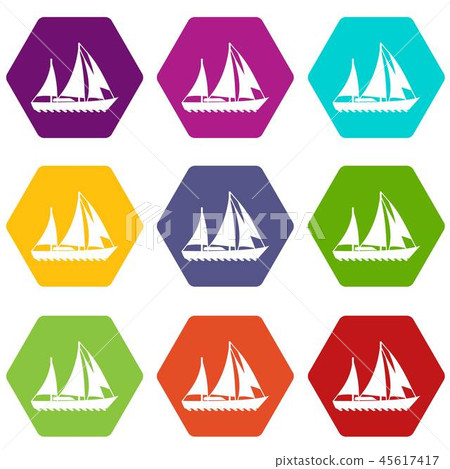 Sailing ship icons set 9 vector - Stock Illustration [45617417] - PIXTA