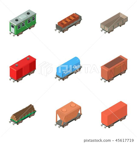 Boxcar icons set, isometric style - Stock Illustration [45617719] - PIXTA