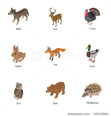 Small beast icons set, isometric style - Stock Illustration [45618068 ...