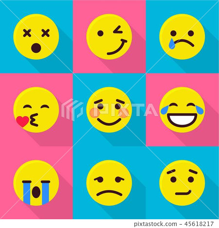 Digital emotion icons set, flat style - Stock Illustration [45618217 ...