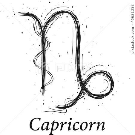 Capricorn astrology sign, hand drawn horoscope - Stock Illustration ...