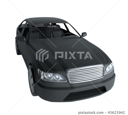 Brandless Generic Black Car. 3D Illustration - Stock Illustration ...