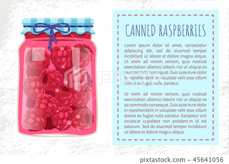 Canned Raspberries Marmalade in Rustic Glass Jar - Stock Illustration ...