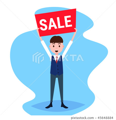 businessman holding sale board special offer... - Stock Illustration ...