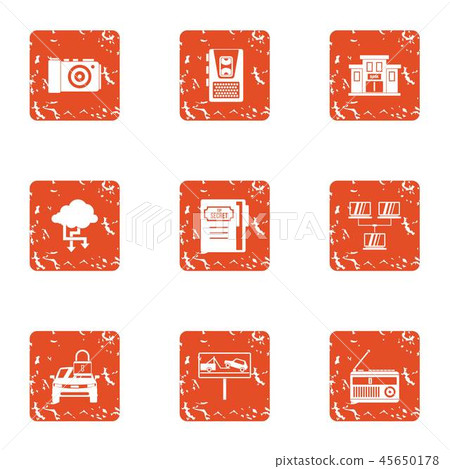Save auto icons set, grunge style - Stock Illustration [45650178] - PIXTA