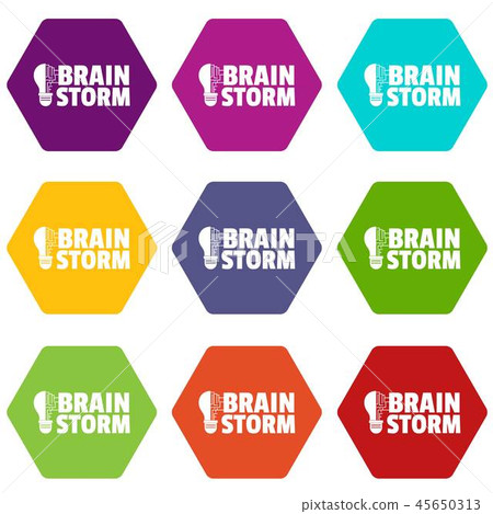 Brain storm icons set 9 vector - Stock Illustration [45650313] - PIXTA