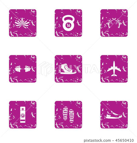 Sport weekend icons set, grunge style - Stock Illustration [45650410 ...