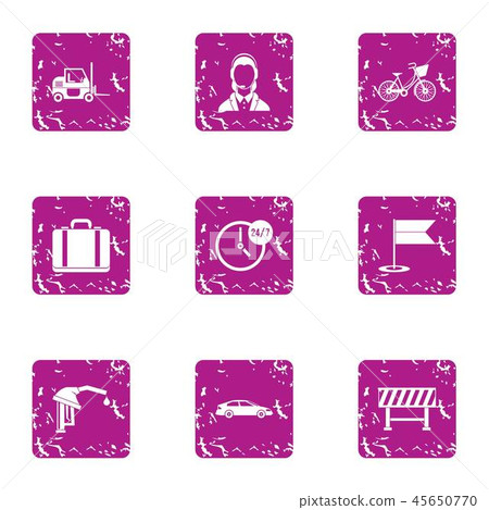 Permanent icons set, grunge style-插圖素材 [45650770] - PIXTA圖庫