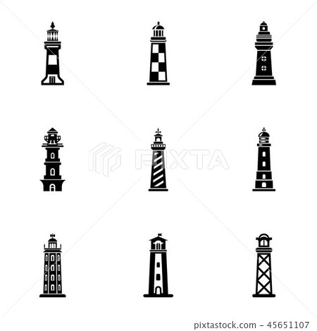 Tower light icons set, simple style - Stock Illustration [45651107] - PIXTA