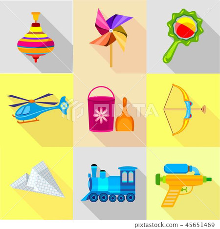 Colorful toy icons set, cartoon style - Stock Illustration [45651469 ...